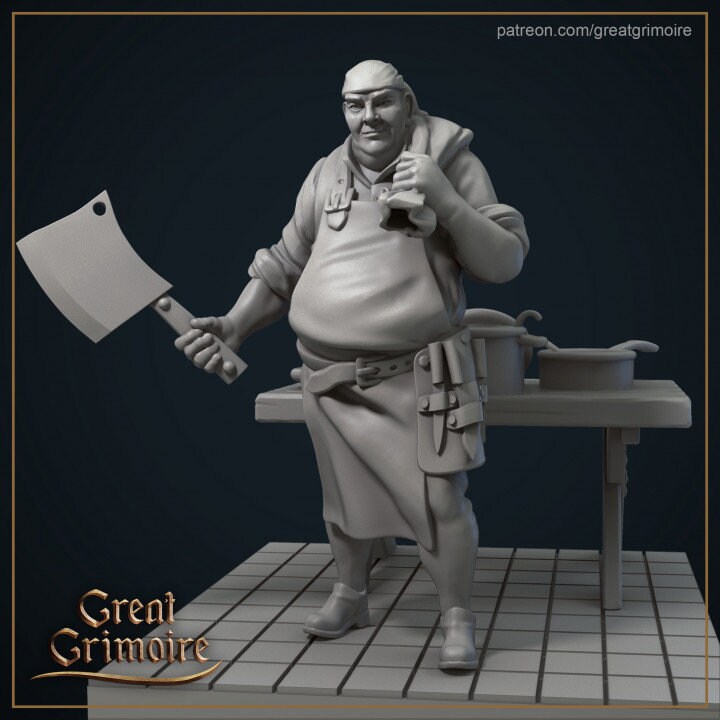 Cook / Butcher | 3D Printed Resin Model | Ideal for DnD, RPG, Table to ...